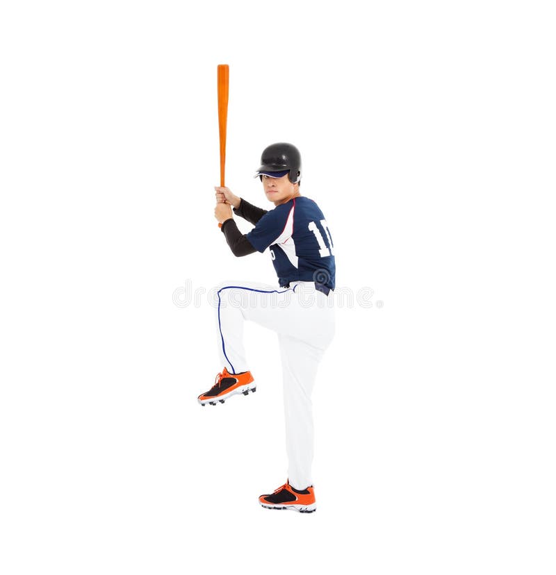 Baseball Player with Bat and Ready To Hit Stock Photo - Image of studio ...