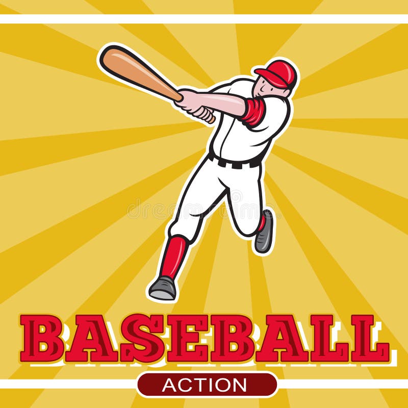Baseball Player Batting Cartoon Stock Illustration - Illustration of ...