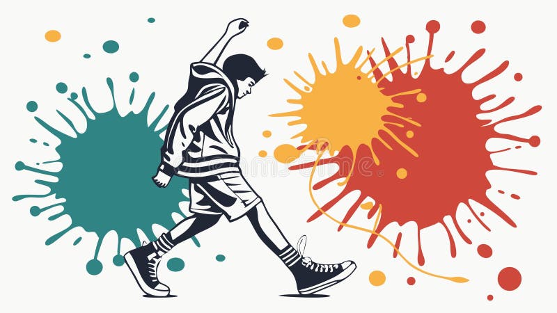 A Baseball Player Batting with a Dynamic and Colorful Paint Splatter ...