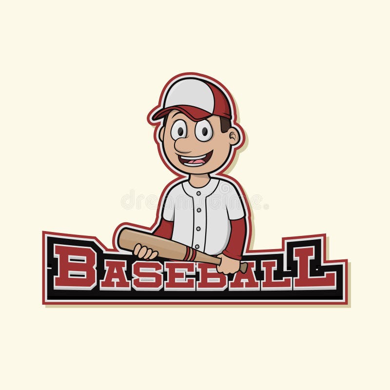 Baseball Player Boy Color Logo Illustration Design Stock Vector ...