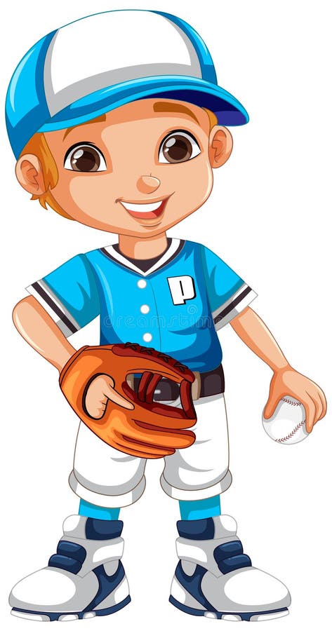 Baseball Player Cartoon Character Stock Vector - Illustration of cute ...