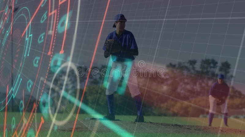 Baseball Player on Field with Data Analysis Animation Overlaid Stock Video - Video of team, game ...