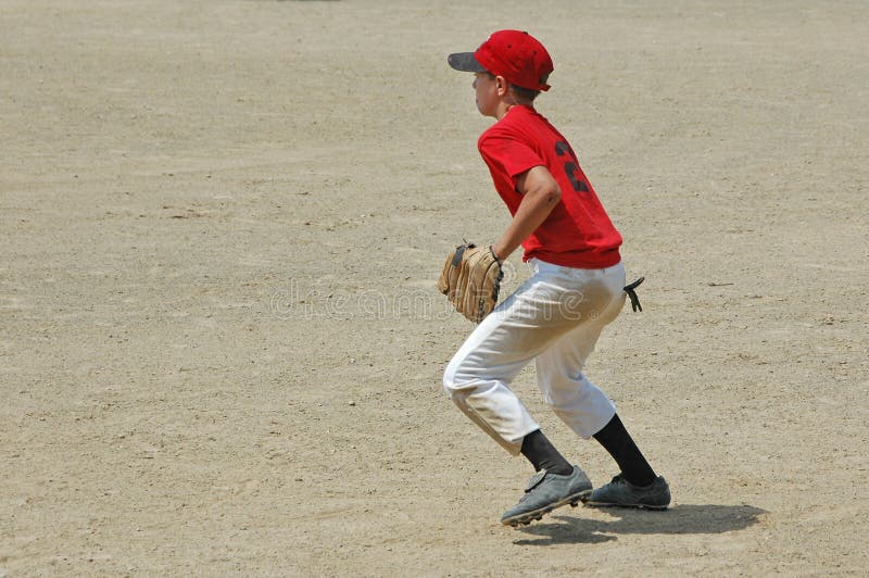 Baseball Player Fields a Ground Ball Stock Photo - Image of little ...