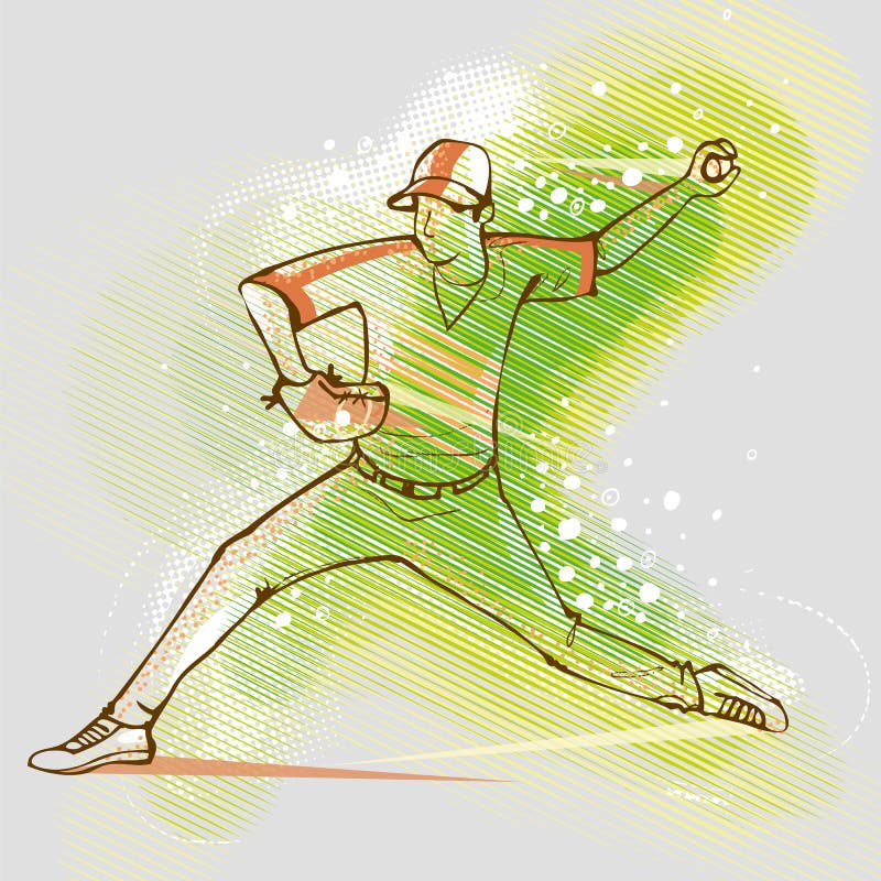 Baseball Player on Graphics Background, Vector Image Stock Vector ...