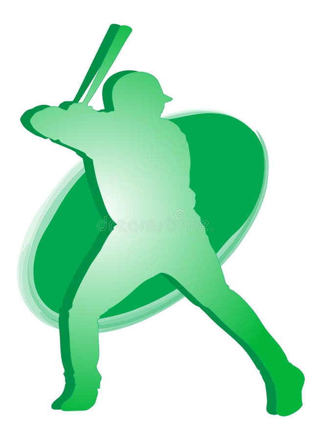 Baseball Player - Green Icon Stock Vector - Illustration of sport ...