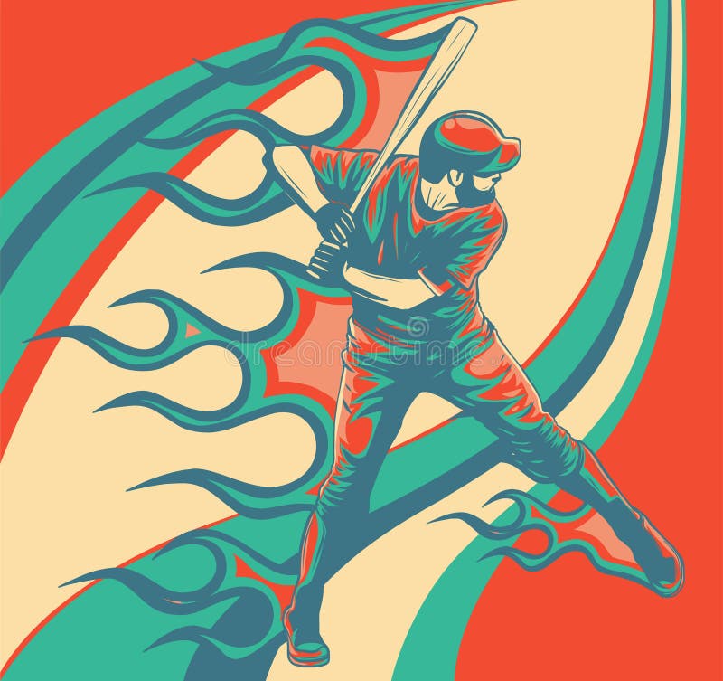 Baseball Player Hit the Ball Vector Illustration Stock Vector ...