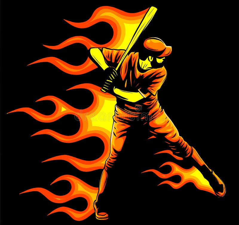 Baseball Player Hit the Ball Vector Illustration Stock Vector ...