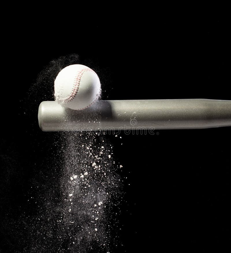 Baseball Player Hit Ball with Silver Bat and Sand Soil Explode in Air ...