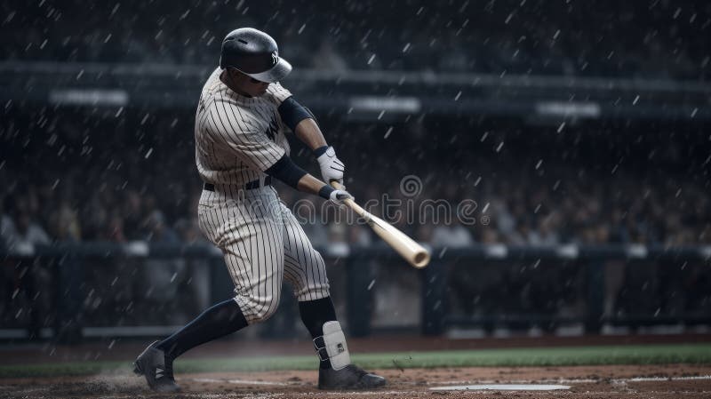 Baseball Player Hitting Ball with Bat. Generative AI Stock Illustration ...