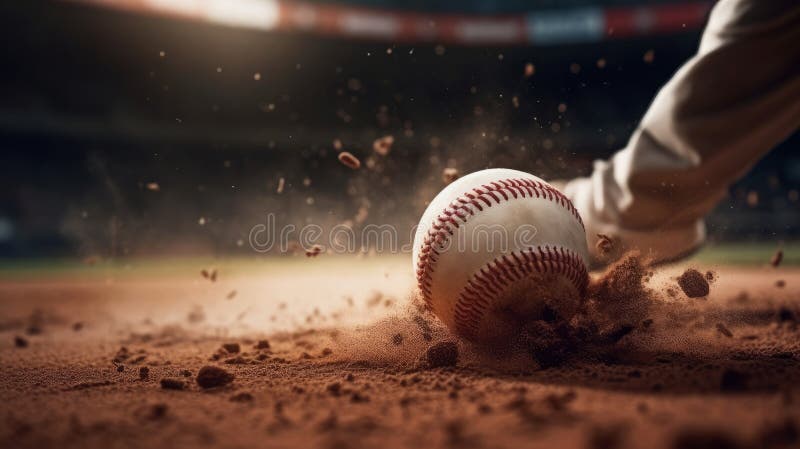 Baseball Player Hitting Ball with Bat. Generative AI Stock Illustration ...