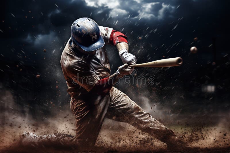 Baseball Player Hitting a Home Run. Generative AI Stock Photo - Image ...