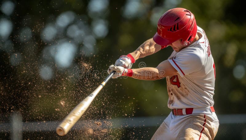 Baseball Player Hitting a Home Run. Generative AI. Stock Illustration ...