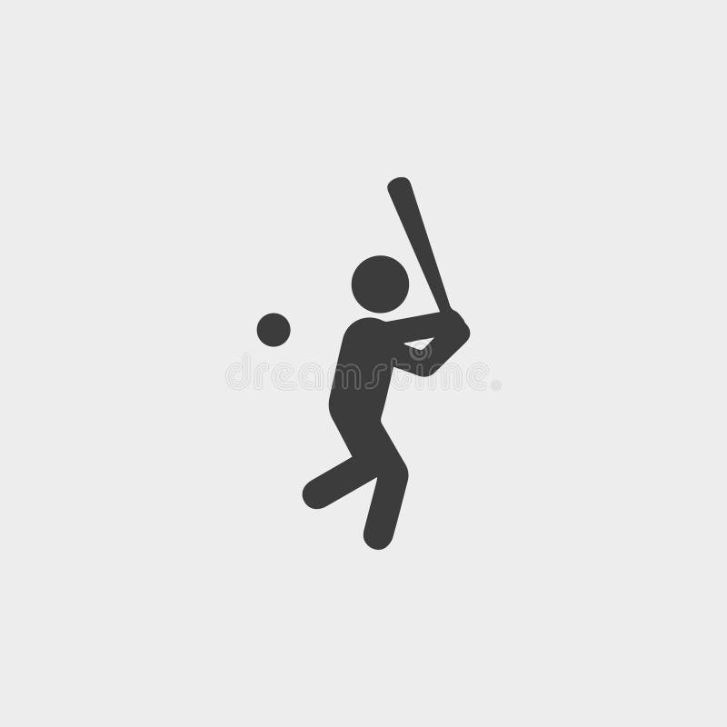 Baseball Player Icon in a Flat Design in Black Color. Vector ...