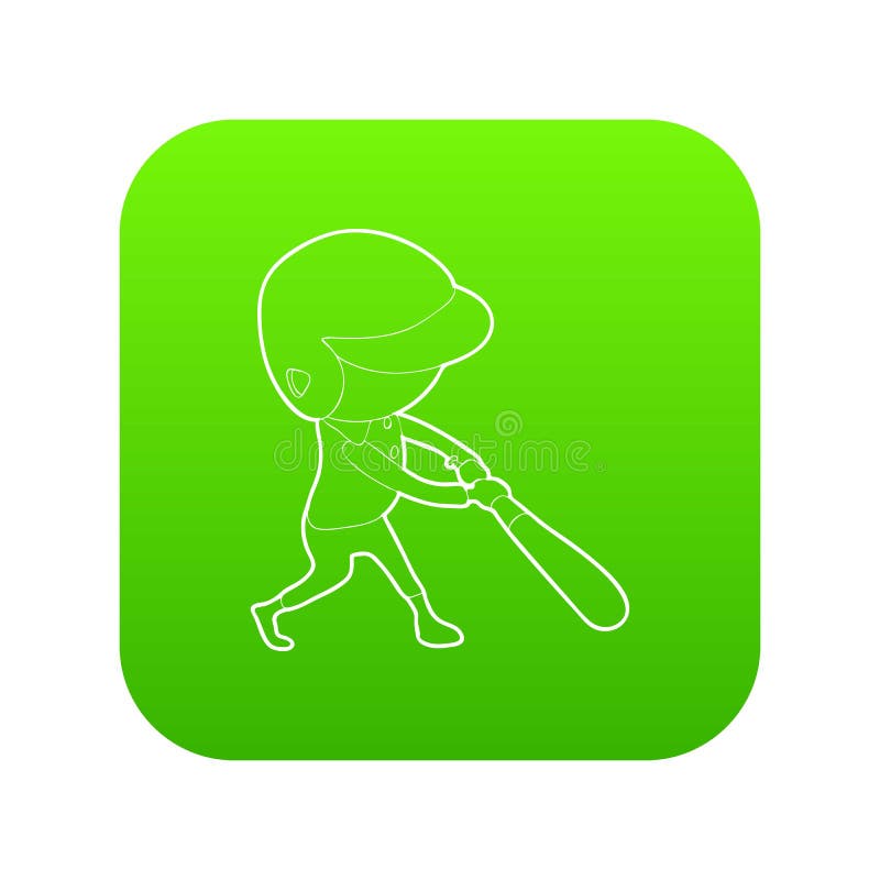 Baseball Player Icon Green Vector Stock Vector - Illustration of person ...