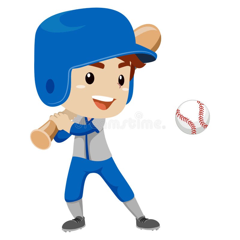 Baseball Player Kid Boy Hit the Ball Stock Vector - Illustration of ...