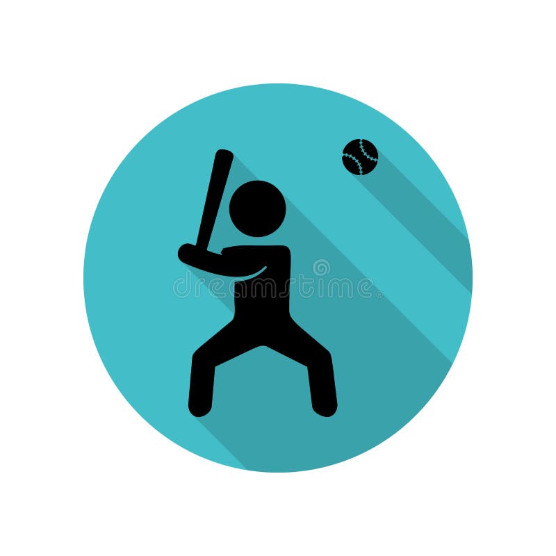 Baseball Player Long Shadow Icon. Simple Glyph, Flat Vector of Arrow ...