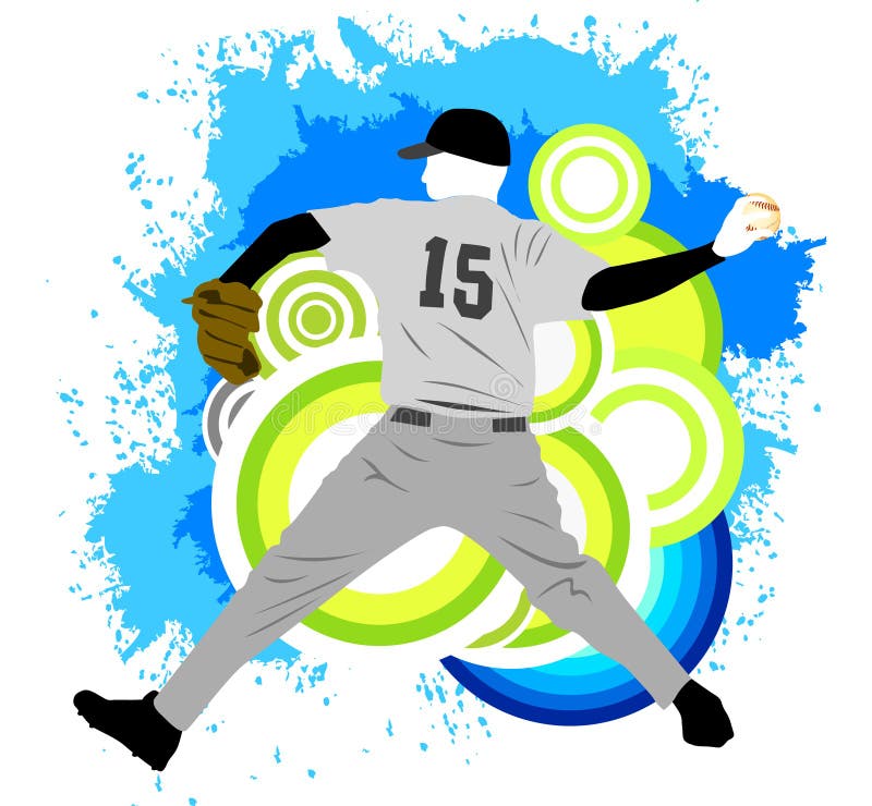 Colored Illustration of a Baseball Pitcher Stock Vector - Illustration ...