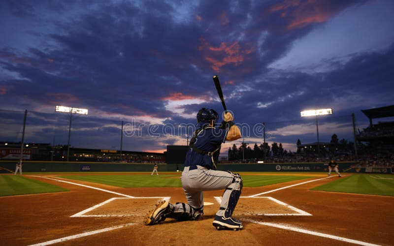 Baseball Player Ready To Bat Under Dramatic Evening Sky, AI-generated ...