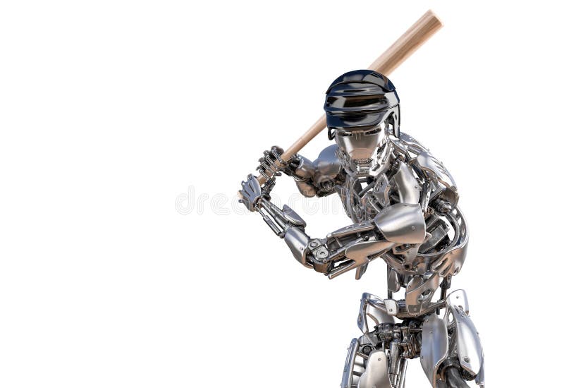 Baseball Player Robot. Human and Cyborg Robotic Integration Concept ...