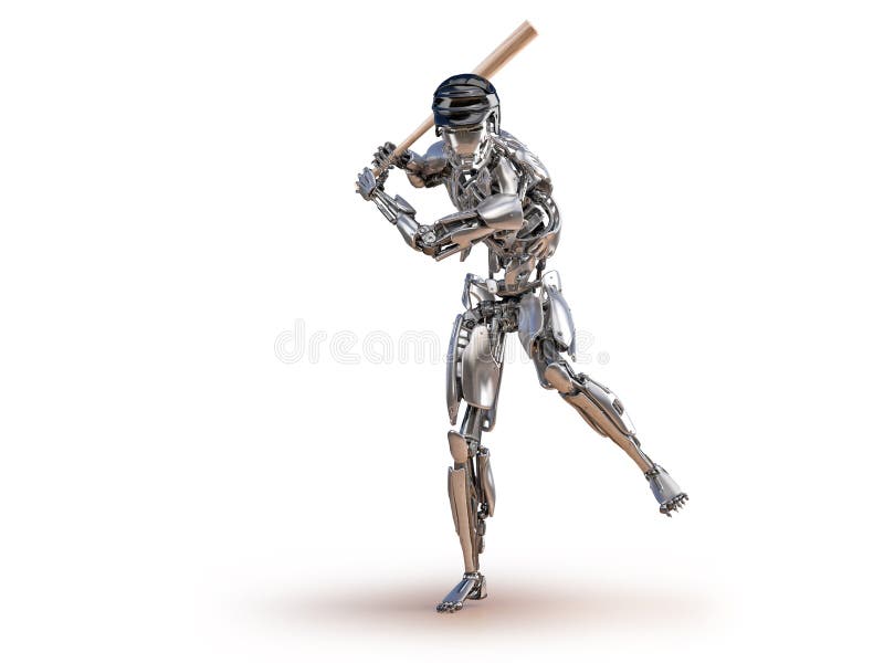 Baseball Player Robot. Human and Cyborg Robotic Integration Concept ...