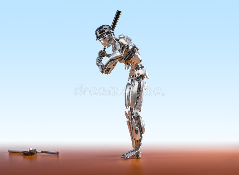Baseball Player Robot. Human and Cyborg Robotic Integration Concept ...