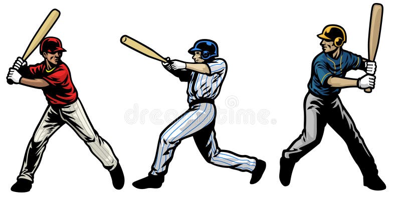 Baseball Player Set Swinging the Bat Stock Vector - Illustration of ...