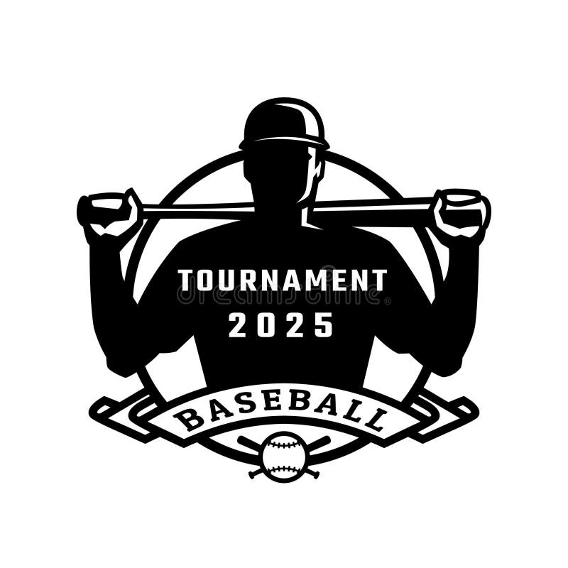 Baseball Player Silhouette with Bat, Logo, Emblem. Stock Vector ...