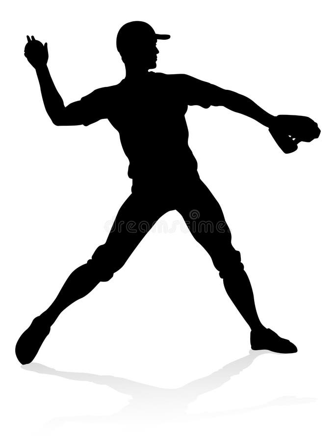 Baseball Player Silhouette stock vector. Illustration of mitt - 141156954
