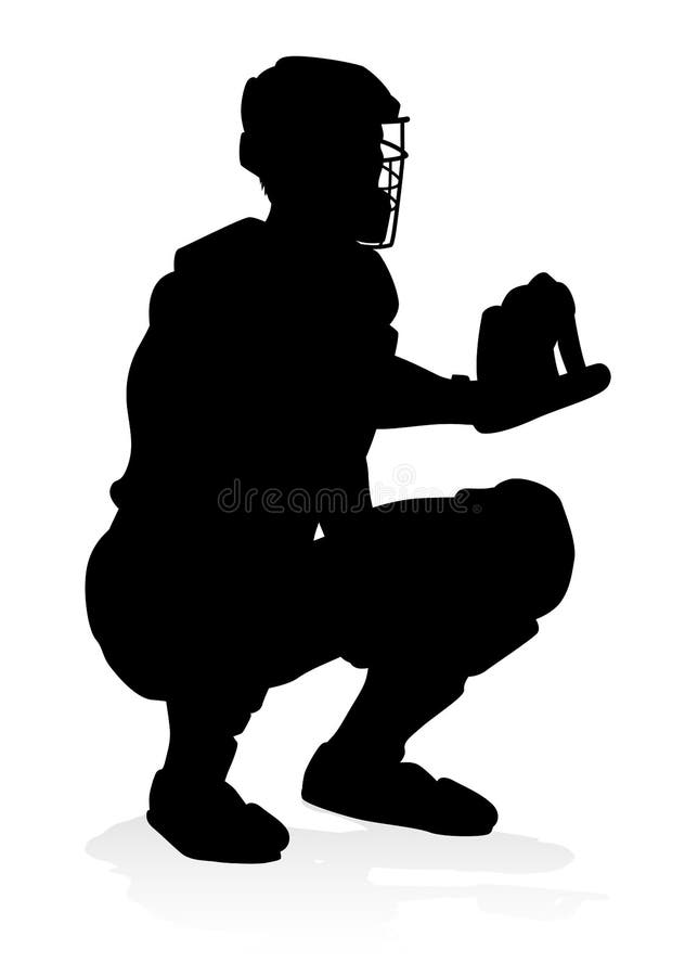 Baseball Player Silhouette stock vector. Illustration of mitt - 144812703