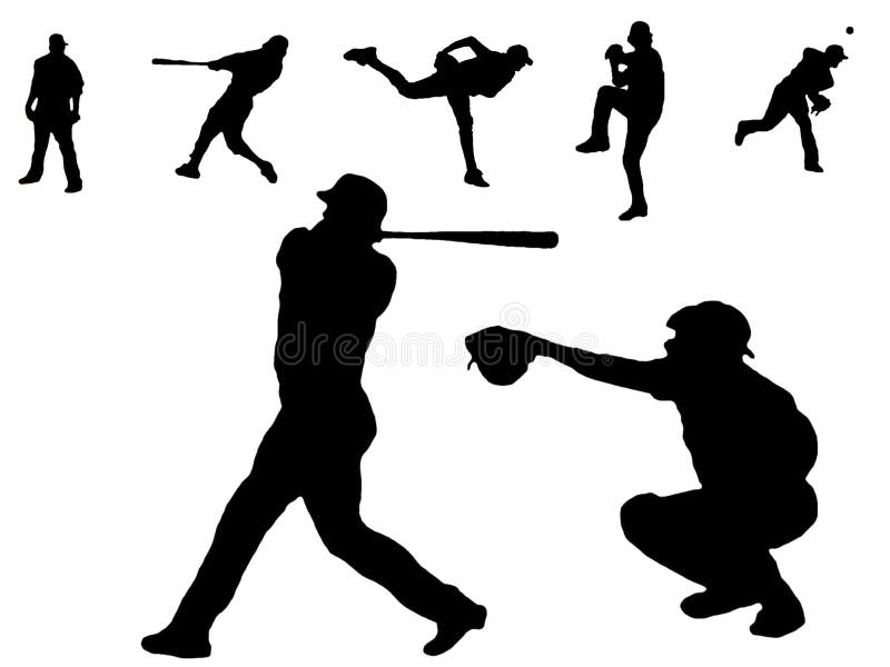 Baseball team silhouettes. stock vector. Illustration of uniform - 6898397