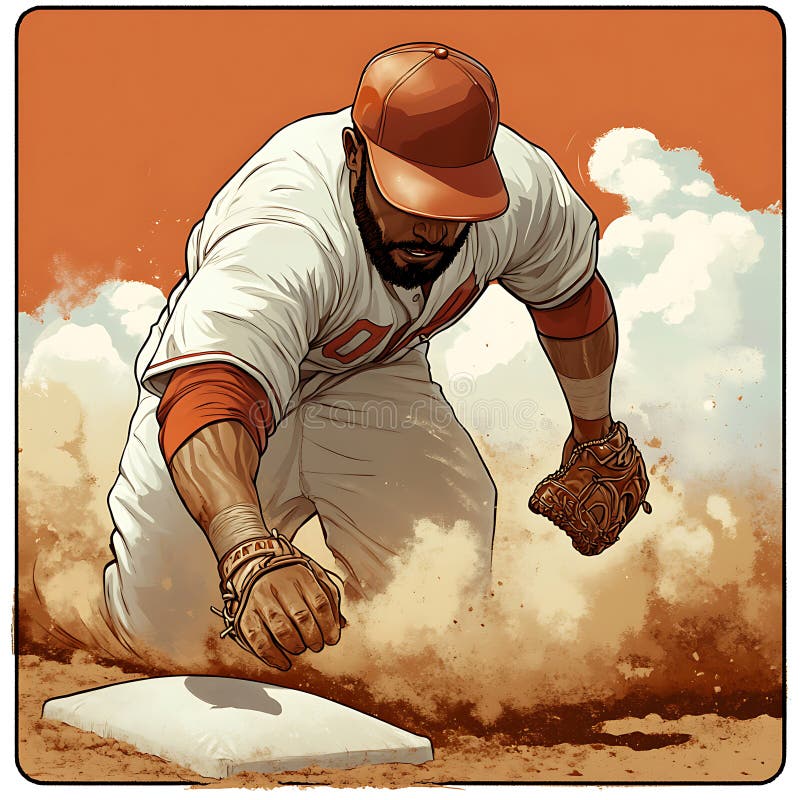 Baseball Player Slides into Base in a Cloud of Dust, Intense Action ...