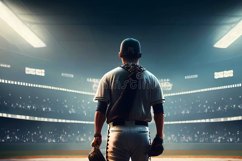 Baseball Player Standing in the Stadium. Generative Ai Design Stock ...