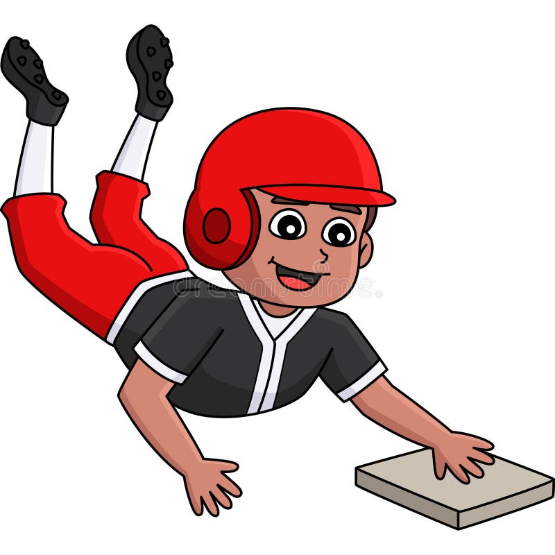 Baseball Player Stealing Base Cartoon Clipart Stock Vector ...