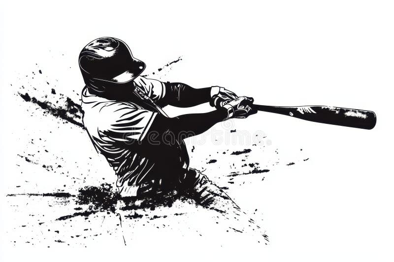 Baseball Player Swinging Bat with Powerful Impact Creating Visual ...