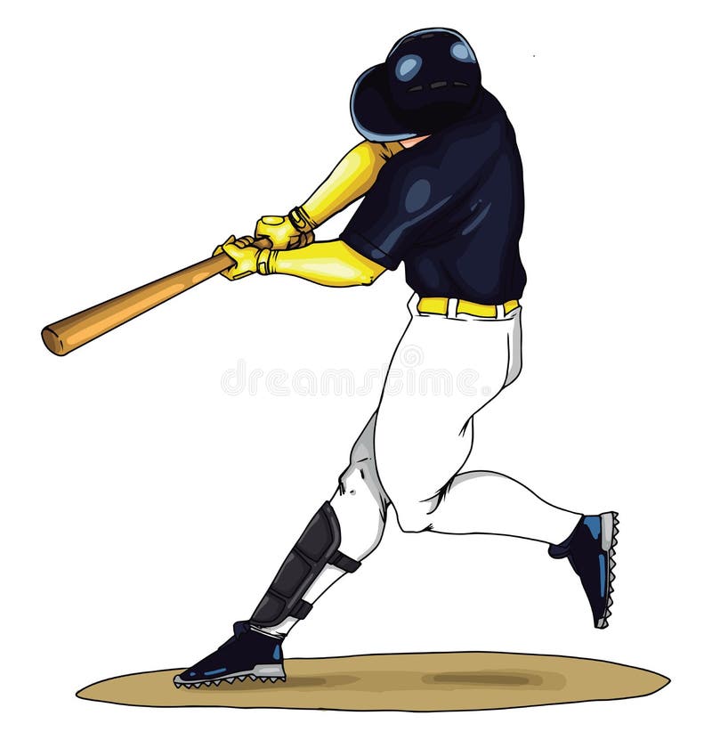 Baseball Player Swings the Bat, Illustration, Vector Stock Vector ...