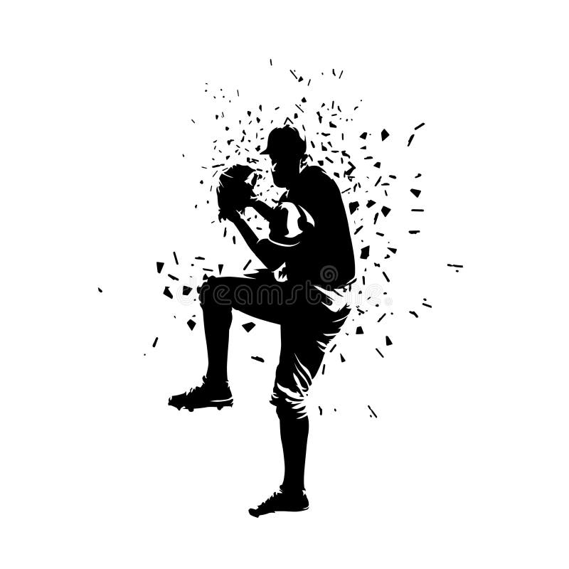 Baseball Player Throwing Ball, Isolated Vector Silhouette, Front View ...