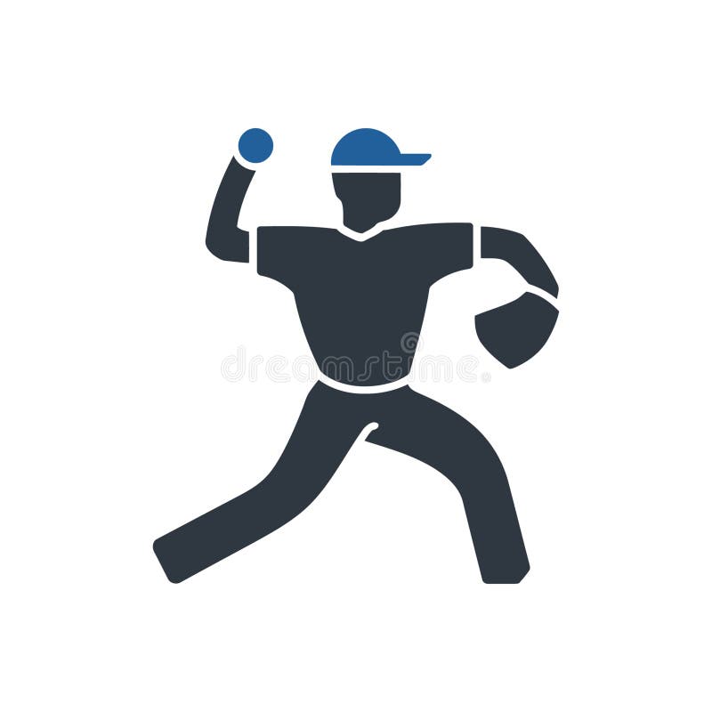 Baseball Player Throwing Icon Stock Vector - Illustration of player ...