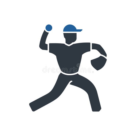 Baseball Player Throwing Icon Stock Vector - Illustration of player ...