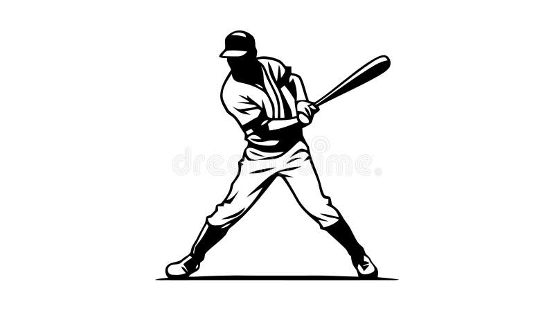Baseball Player Vector Silhouette. Isolated Batter Icon Stock Vector ...