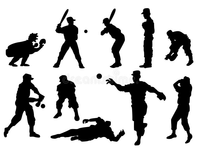Baseball team silhouettes. stock vector. Illustration of uniform - 6898397