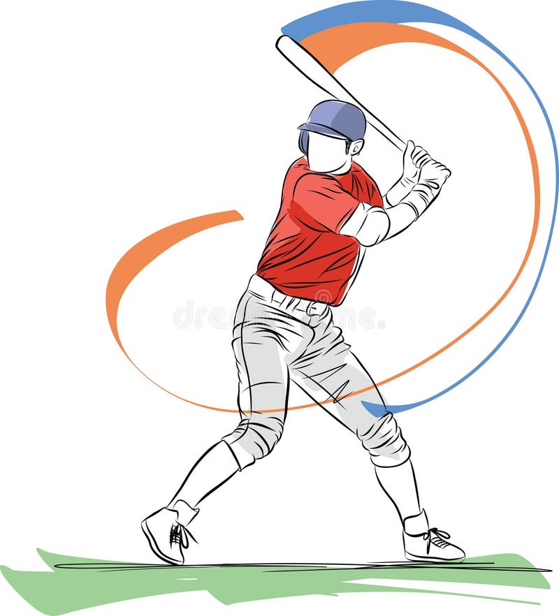 Baseball Players in Dynamic Action in Action Stock Vector ...
