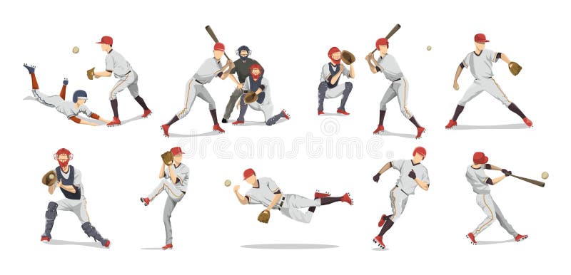 Baseball players set. stock vector. Illustration of concept - 92463625