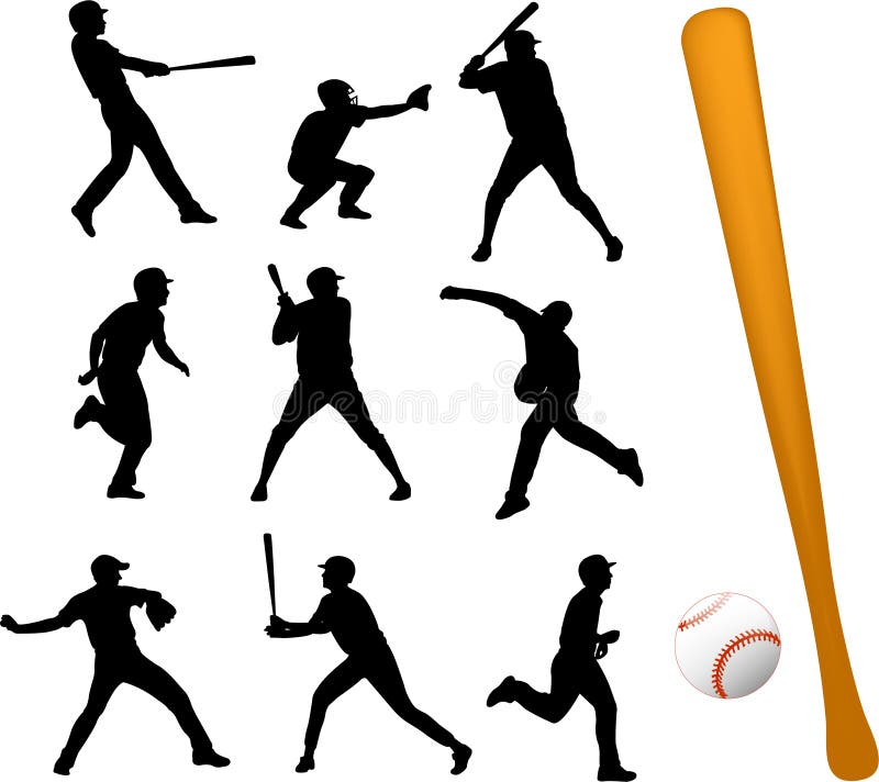 Fast Pitch Softball Silhouettes Stock Vector - Illustration of pitch ...