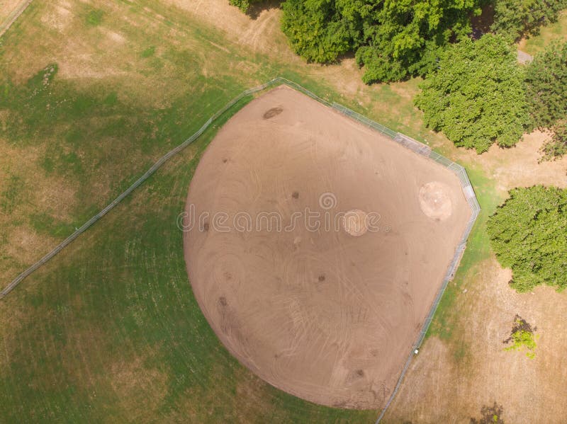 Baseball Playing Field, Shot from a High Point, Shot from a Height ...