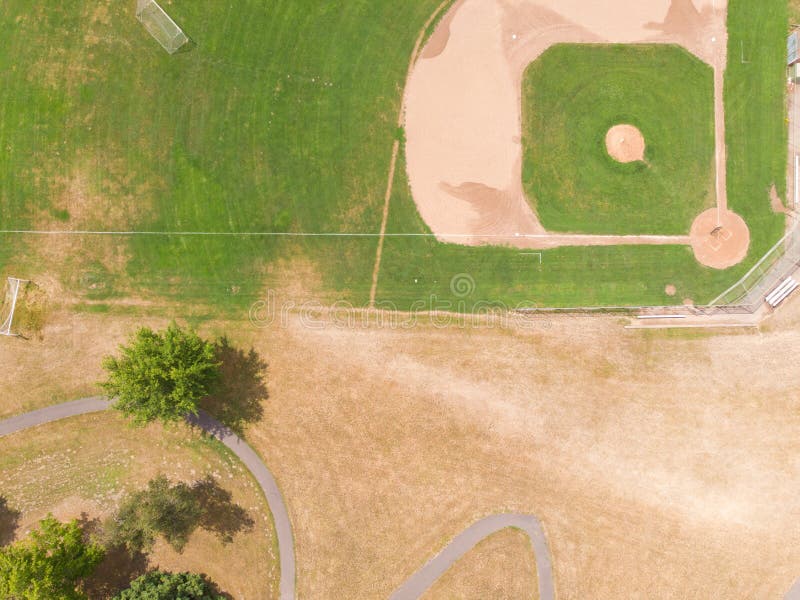 Baseball Playing Field, Shot from a High Point, Shot from a Height ...
