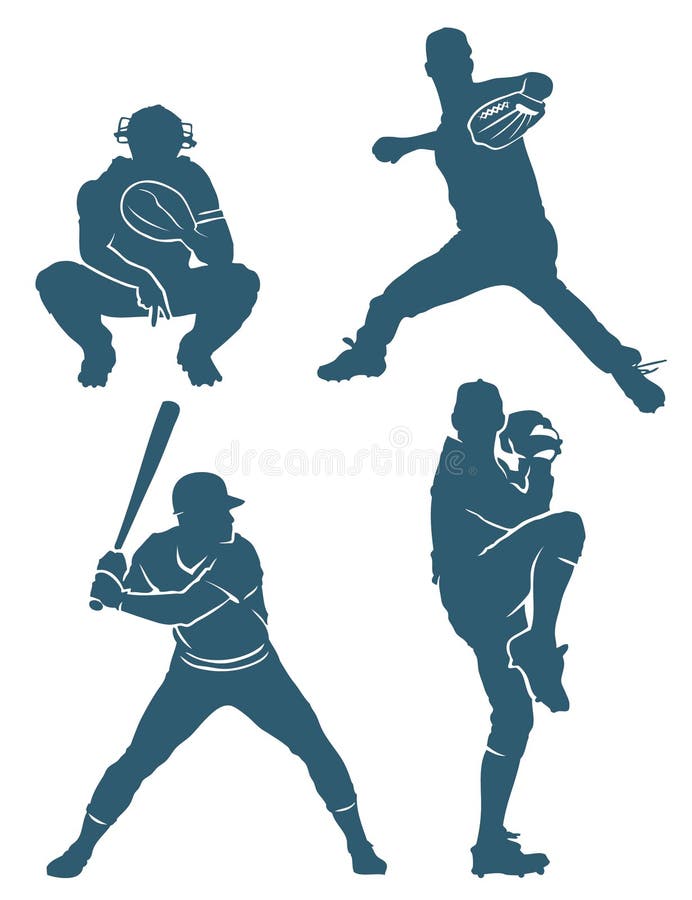 Baseball team silhouettes. stock vector. Illustration of uniform - 6898397