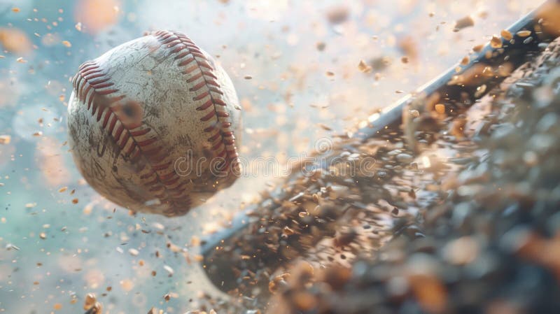 A Baseball Propelling through the Air Alongside a Baseball Bat in a ...