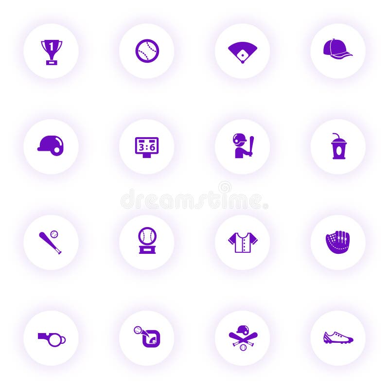 Baseball Purple Color Vector Icons Stock Vector - Illustration of light ...