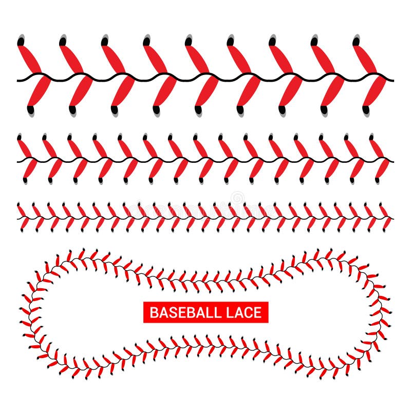 Baseball Red Lace Seam Thread. Base Ball Vector Illustration Lace ...