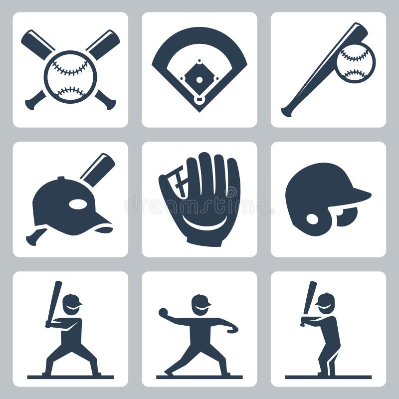 Baseball Related Vector Icons Stock Vector - Illustration of sport ...